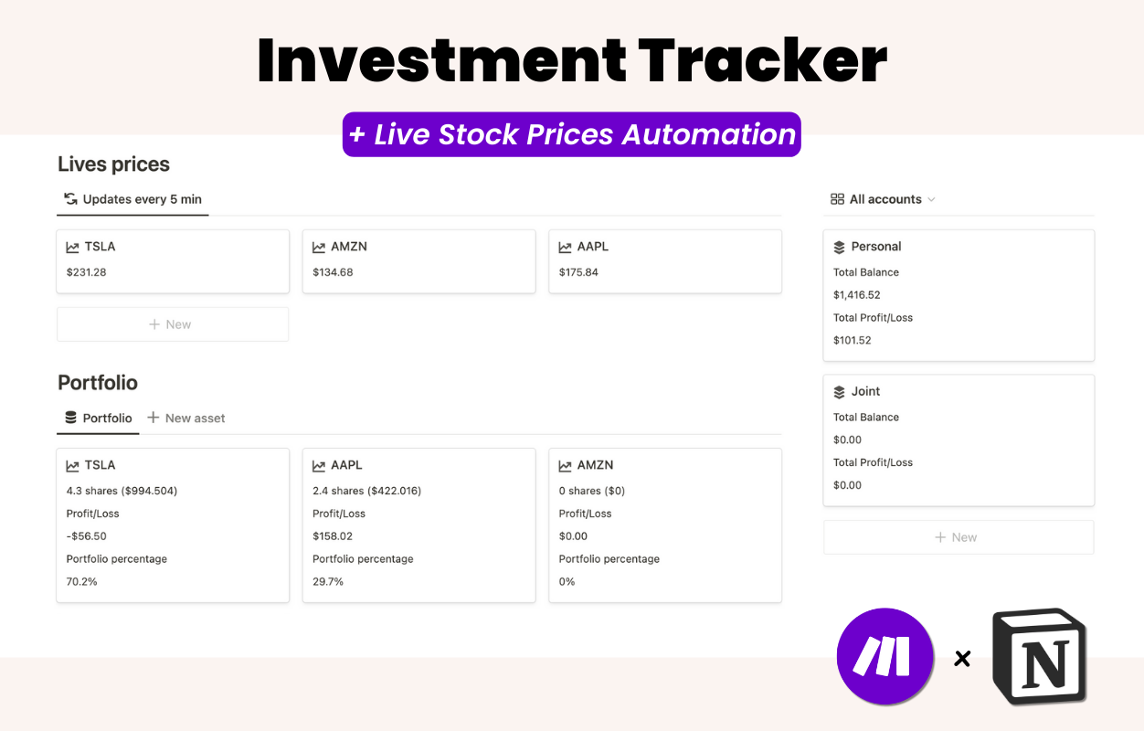 Real-time stock price in Notion [Tutorial + Free template]
